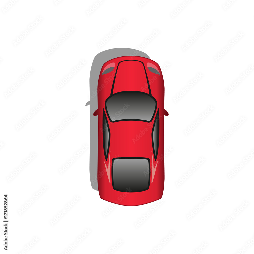 Red sports car top view illustration. Stock Vector | Adobe Stock