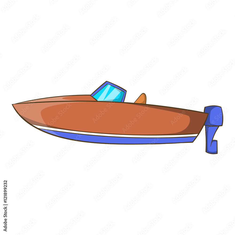 Motor boat icon in cartoon style isolated on white background. Maritime ...
