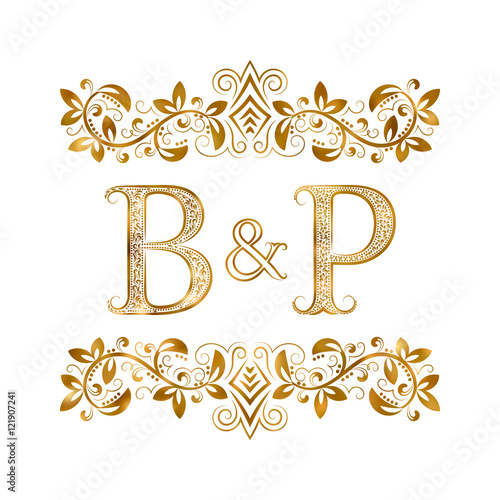 B&P vintage initials logo symbol. Letters B, P, ampersand surrounded ...