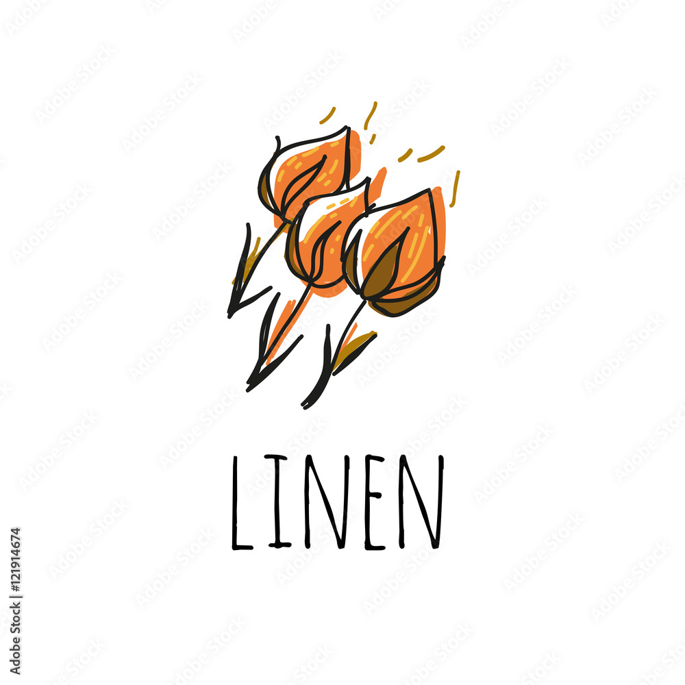Flax. A logo template.Icon with the image of len. Linear image in ...