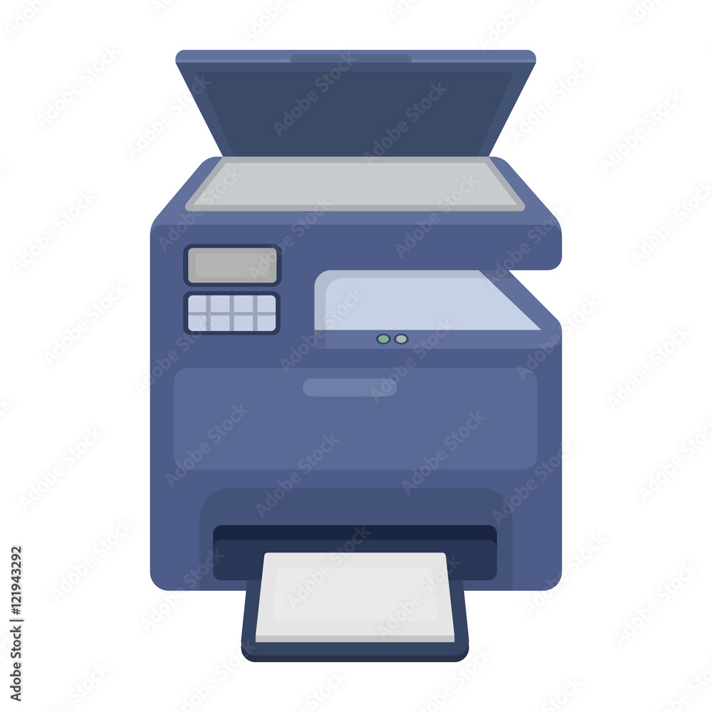 Multi-function printer in cartoon style isolated on white background ...