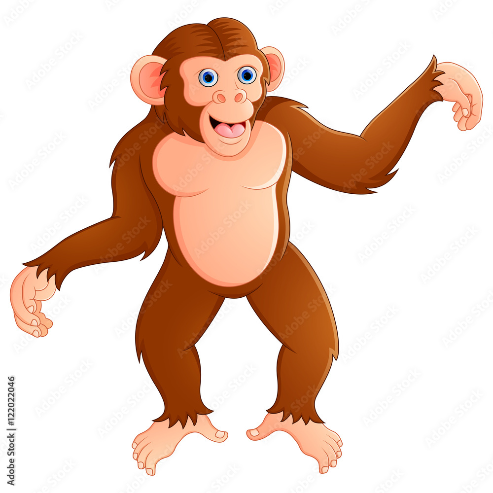 Cartoon funny chimpanzee Stock Vector | Adobe Stock