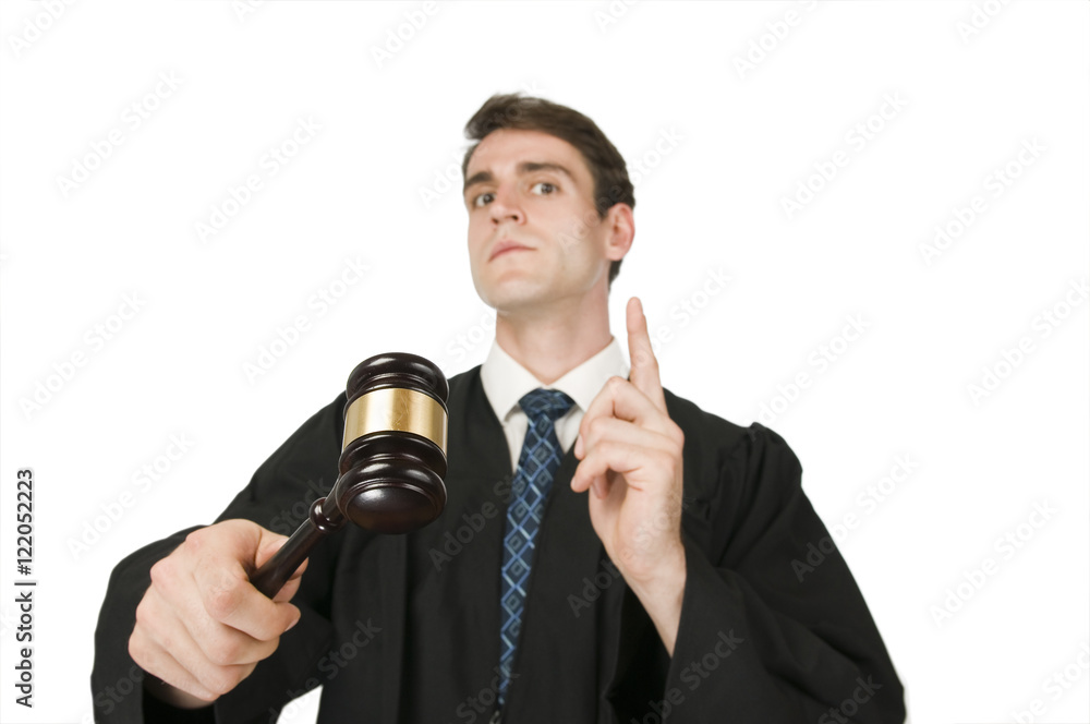 judge with gravel raise the finger Stock Photo | Adobe Stock