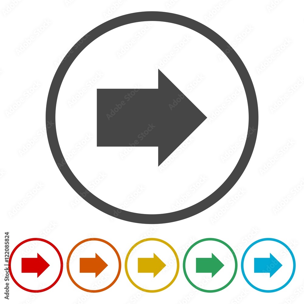 Rounded next arrow or right directional arrow line art icon for apps ...