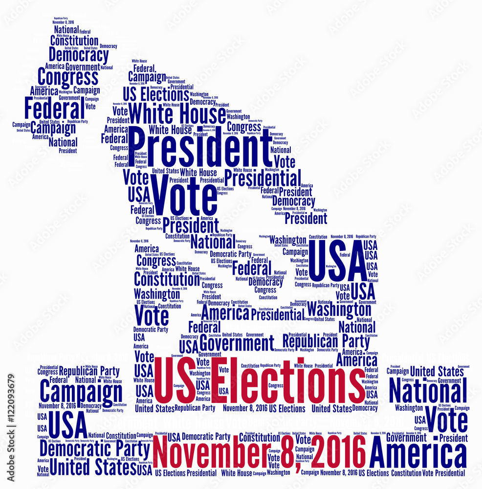 United States of America elections 2016 word cloud Stock Illustration ...