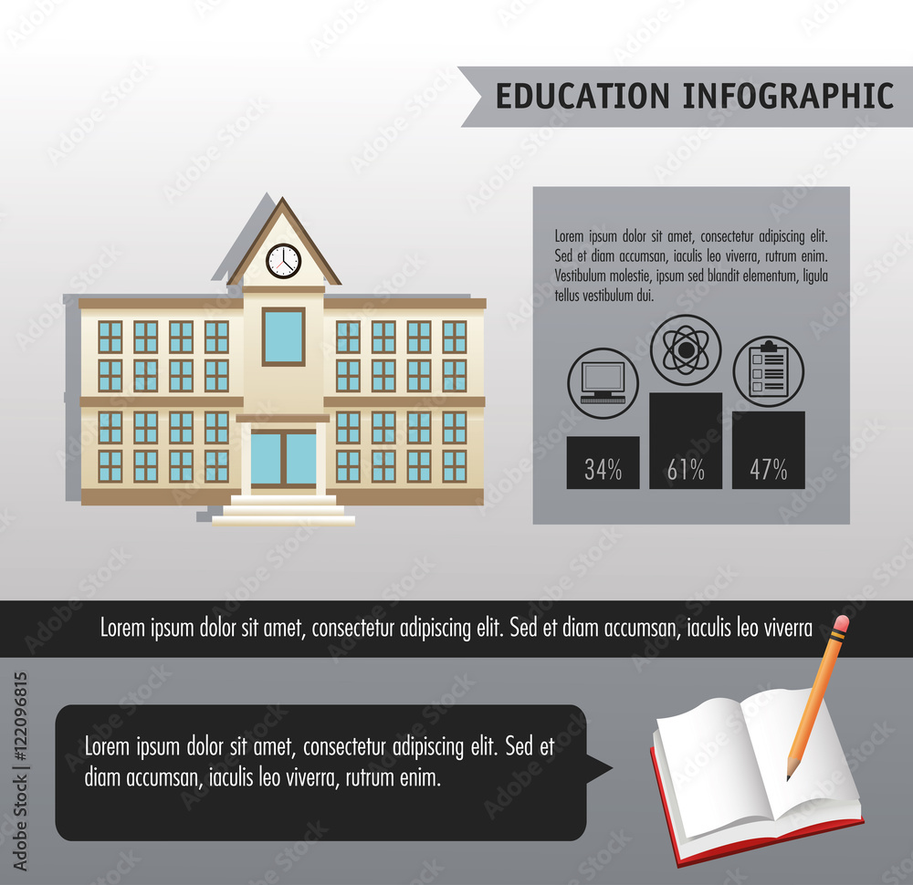 School building icon. Education and learning infographic theme. Grey ...