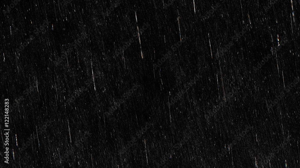 Falling raindrops footage animation in slow motion on black background ...