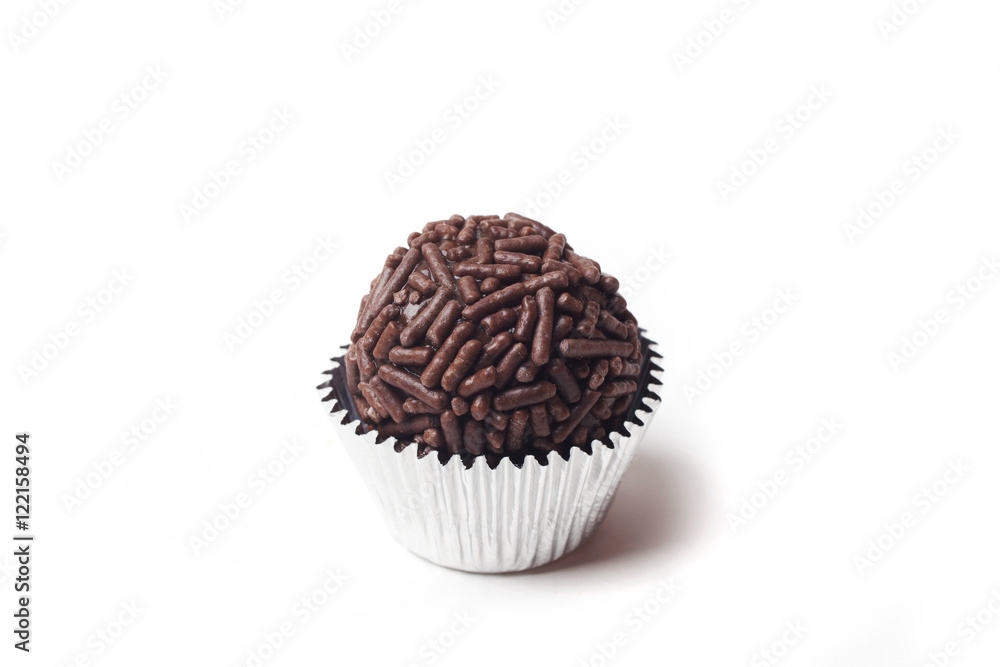 Traditional brazilian sweet - brigadeiro - isolated on white background ...