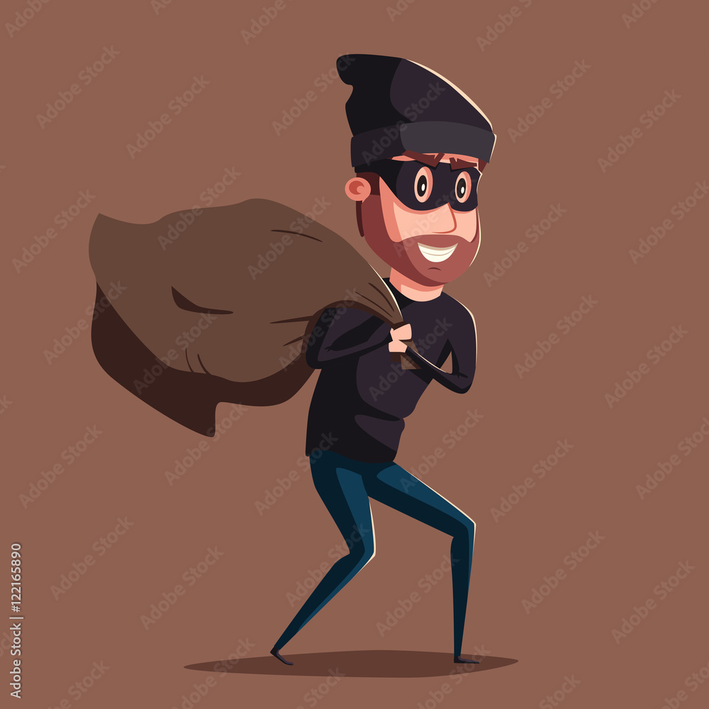 Cute thief character. Vector cartoon illustration Stock Vector | Adobe ...