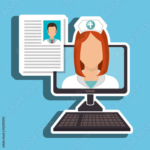 nurse computer service health vector illustration eps 10 Stock Vector ...