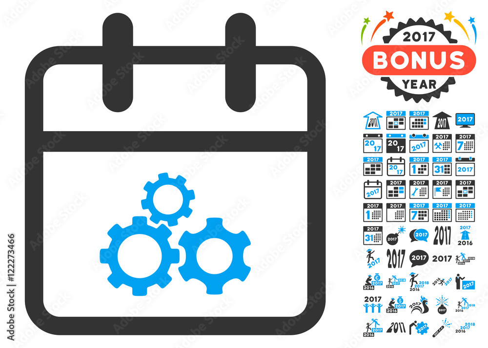 Mechanics Day icon with bonus 2017 year pictures. Vector illustration ...