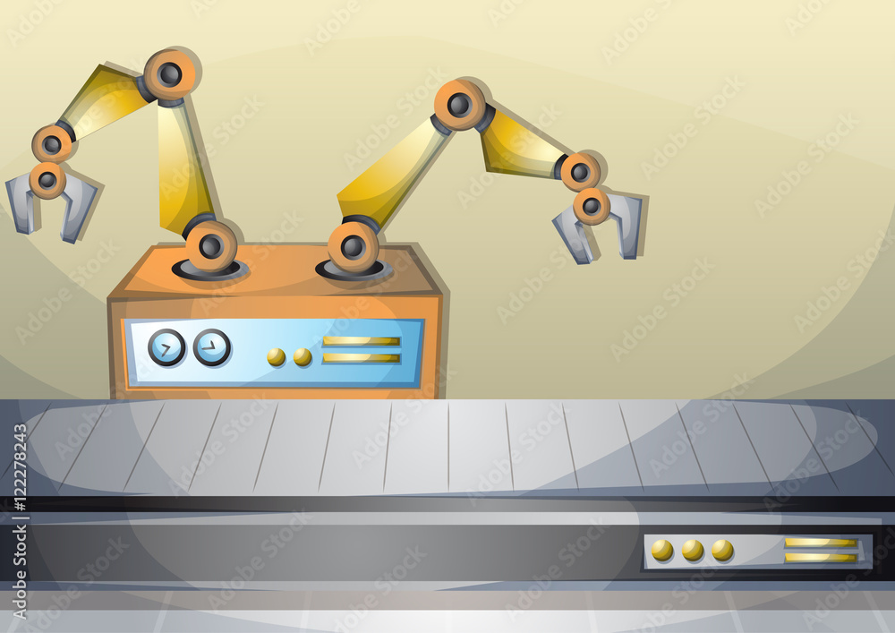 cartoon vector illustration interior factory room with separated layers ...