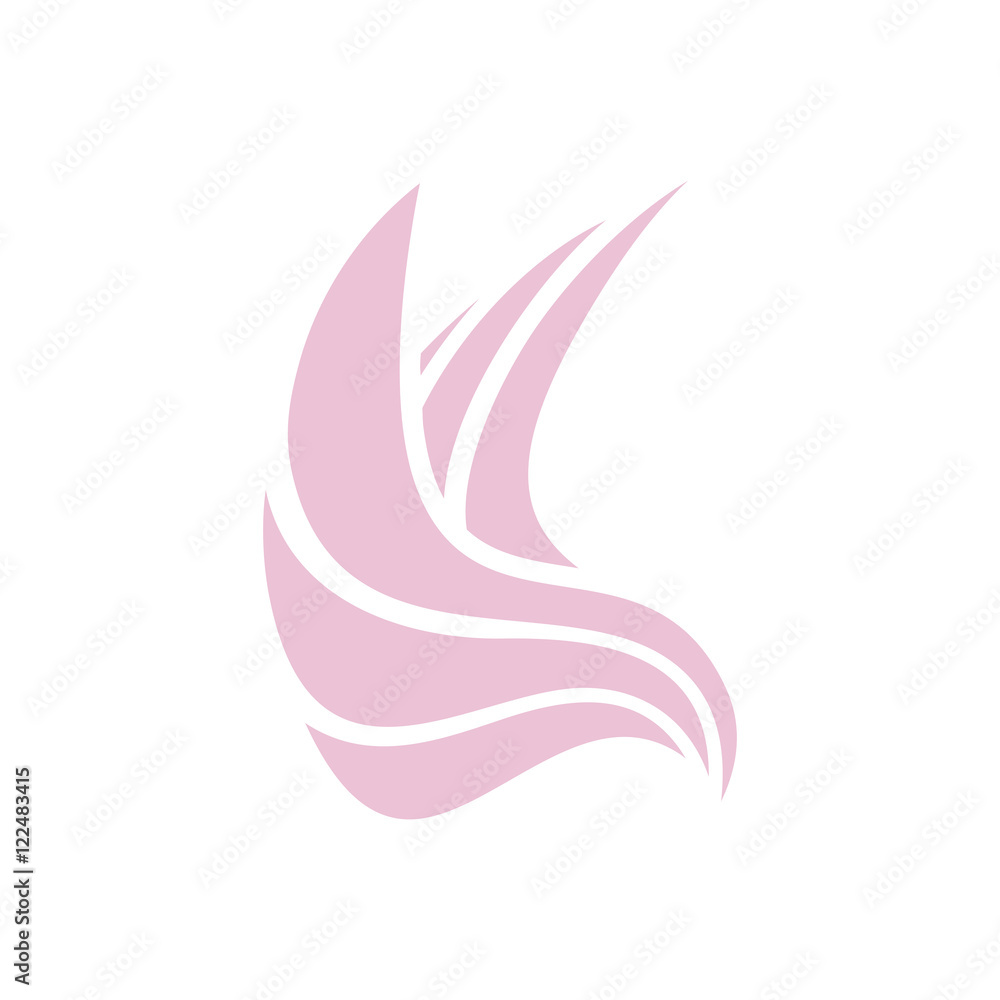 Isolated purple color flying bird side view vector logo. Animal ...