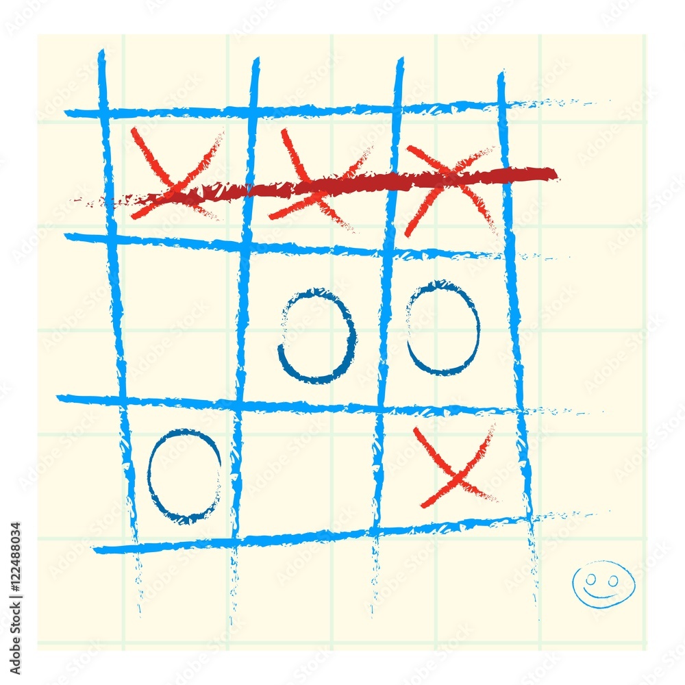 Tic-tac-toe icon in cartoon style isolated on white background. Board ...
