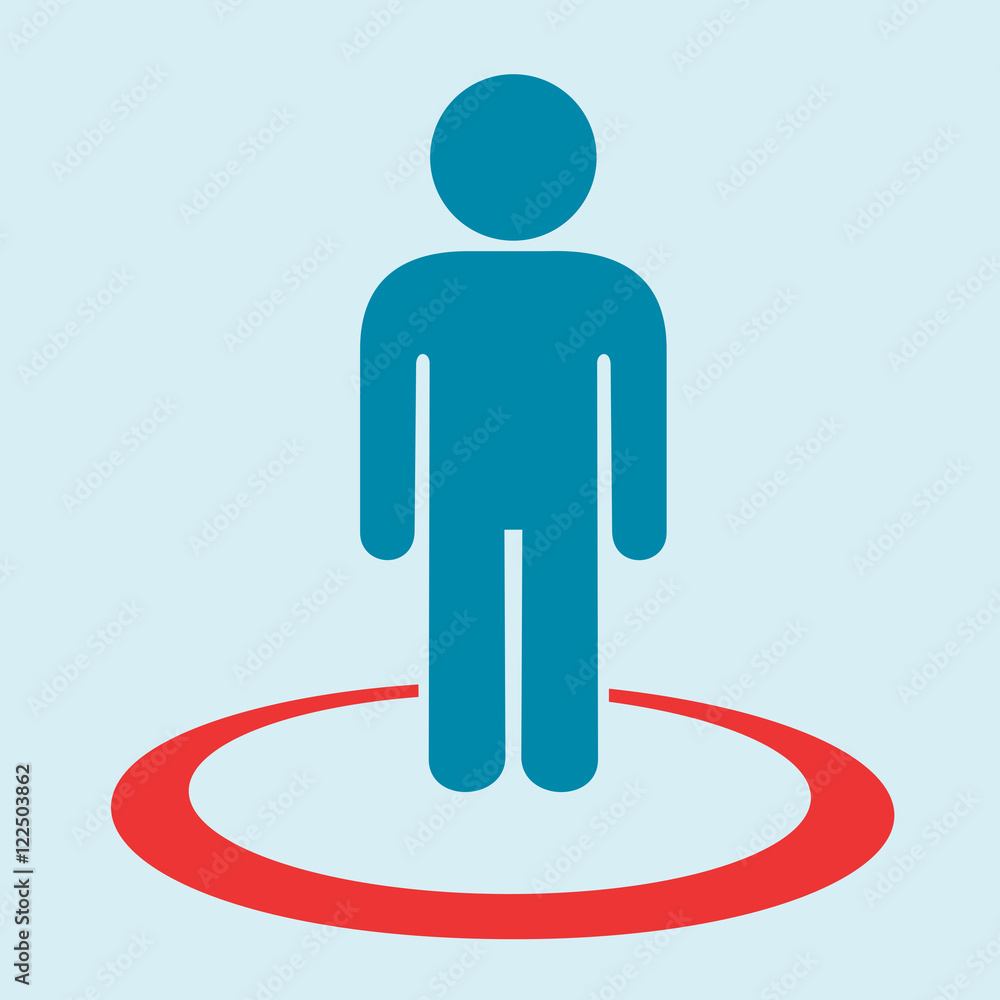 Simple vector pictogram of man and red circle around him - intimate ...