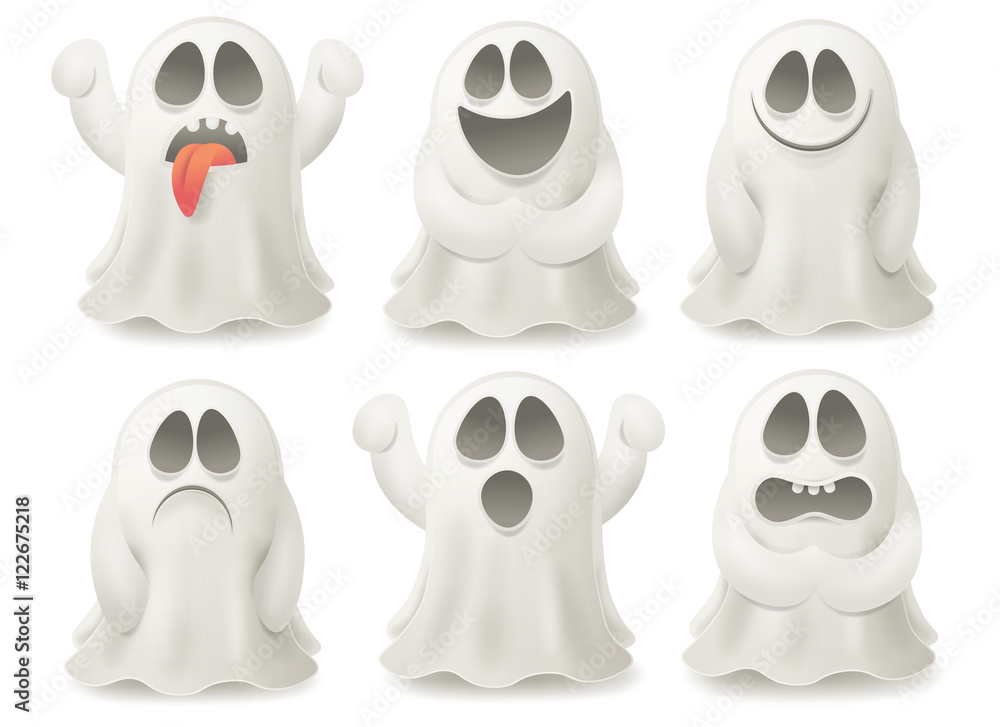 Set of ghost characters emoticons isolated on white background. Stock ...