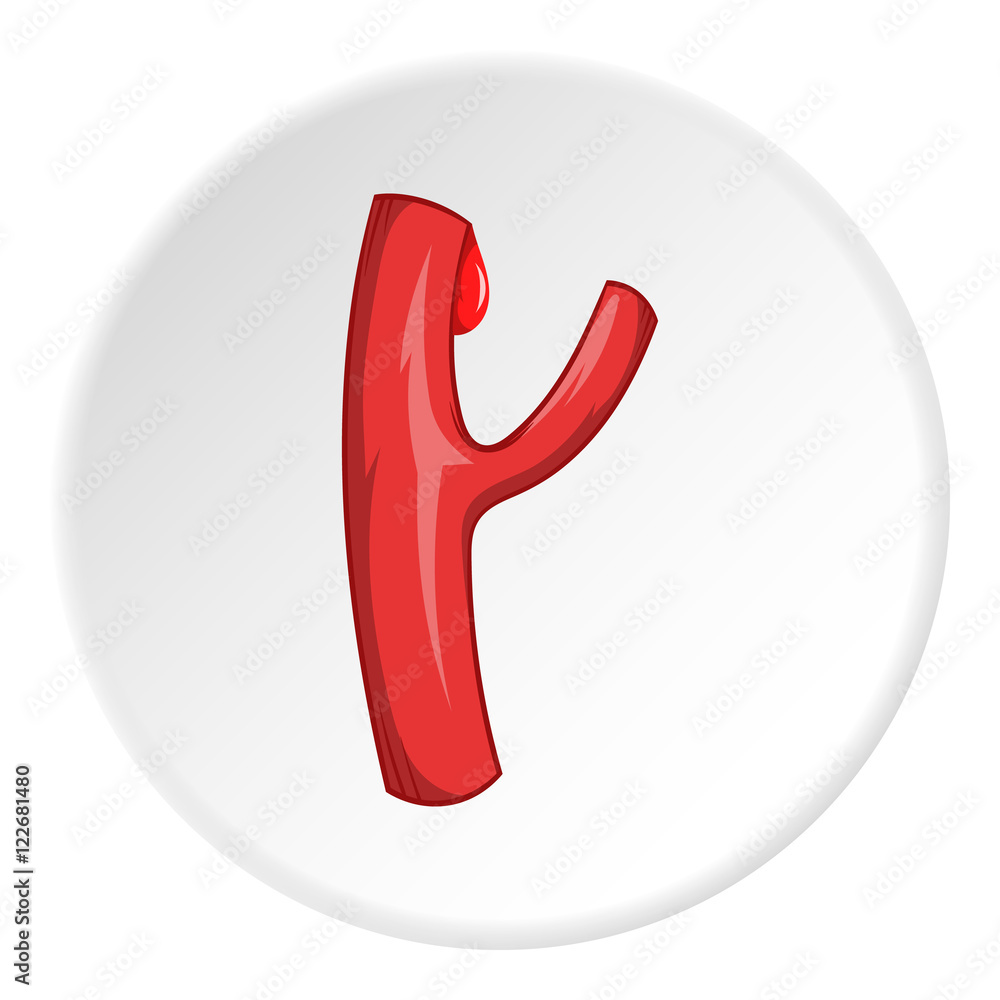 Blood vessel icon in cartoon style isolated on white circle background ...