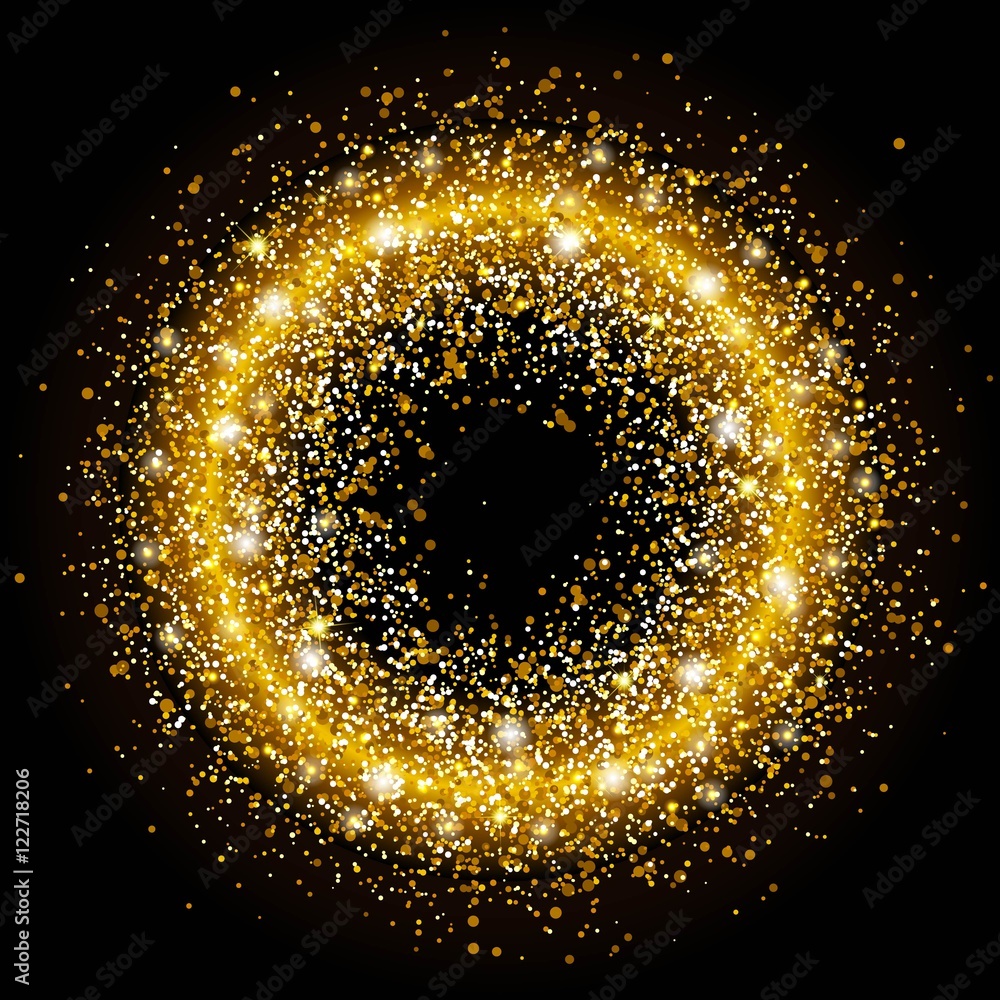 Golden circle bright sequins. Sparkle circle. Template for Christmas ...