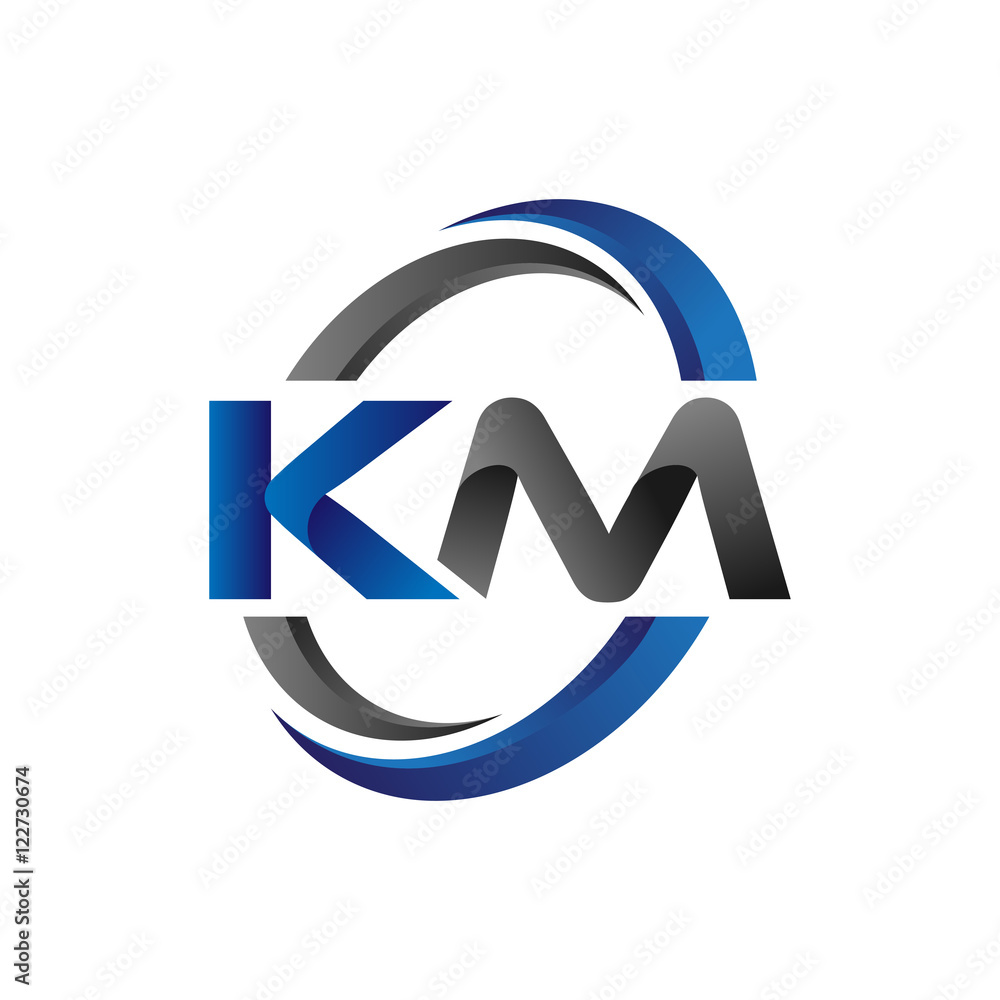 Simple Modern Initial Logo Vector Circle Swoosh km Stock Vector | Adobe ...