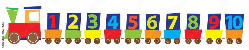 cartoon train with numbers 1-10/ educational vector illustration for ...