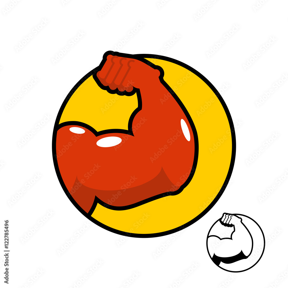 Strong hand logo. Emblem GYM. Muscles biceps sign. Bodybuilding Stock ...