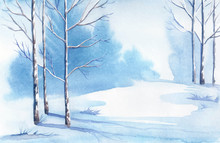 Winter Forest Landscape Painting Free Stock Photo - Public Domain Pictures