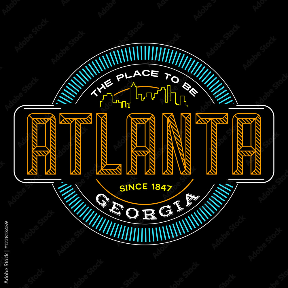 atlanta, georgia linear logo design for t shirts and stickers Stock ...