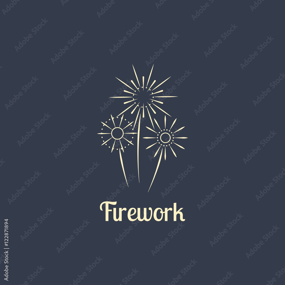 Firework company logo design on the dark background. Vector ...