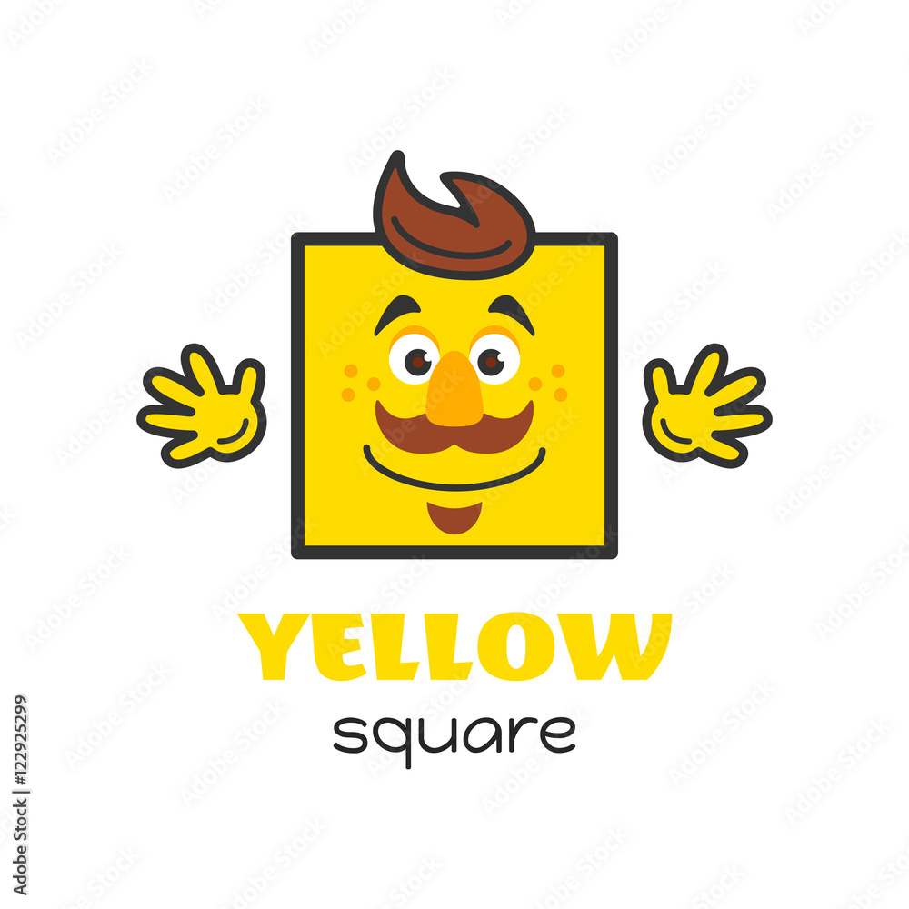 Square geometric shape vector illustration for kids. Cartoon yellow ...