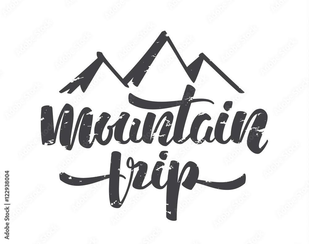 Vector illustration: Handwritten brush modern lettering of Mountain ...