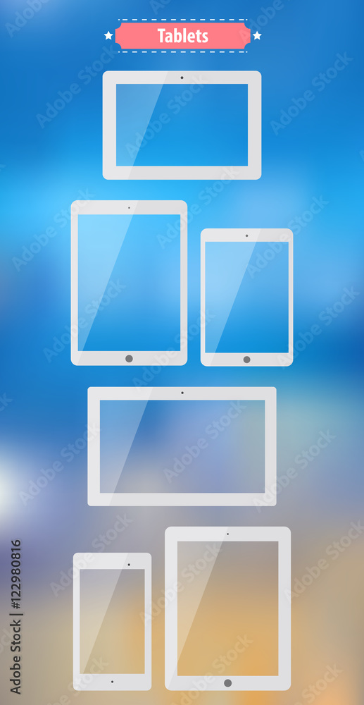 Tablets. Flat images with standard full sizes. Useful template for mock ...