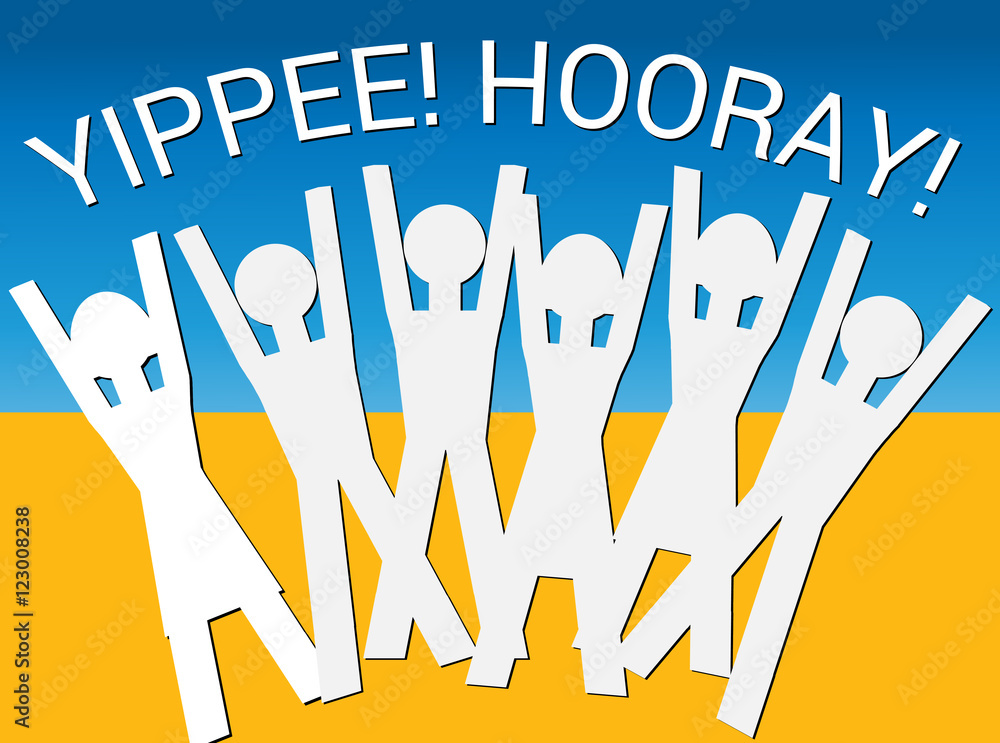 Hooray! Yippee! (Vector) An illustration of human figures in a ...