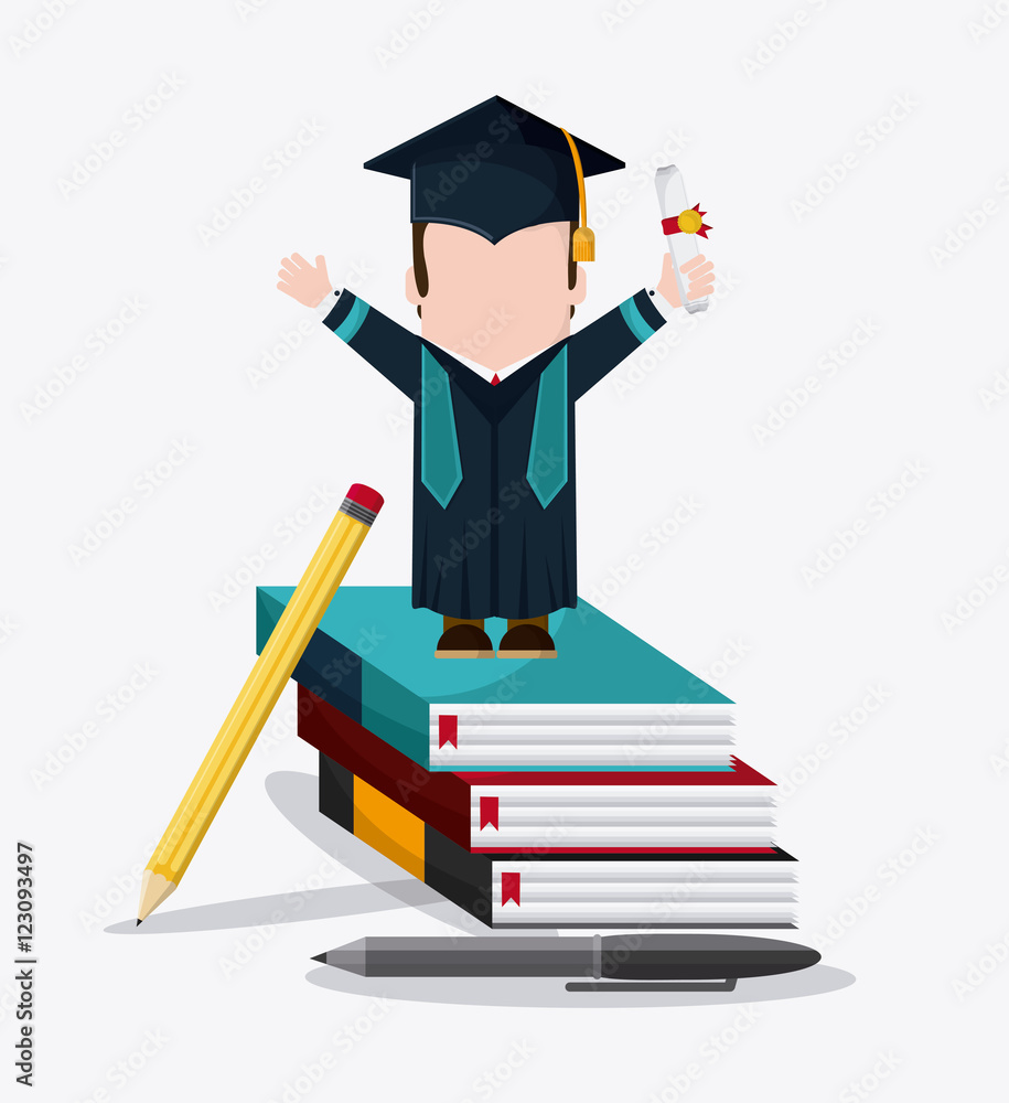 graduation cap diploma boy male suit cartoon graduate university grad ...