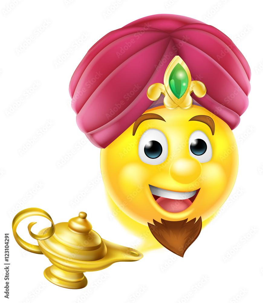 Genie Magic Lamp Emoji Stock Vector | Adobe Stock