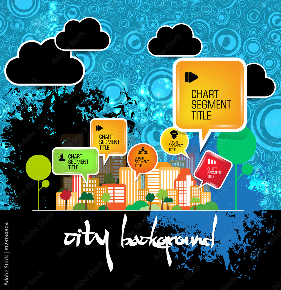 Vector of city skyline with infographics elements Stock Vector | Adobe ...