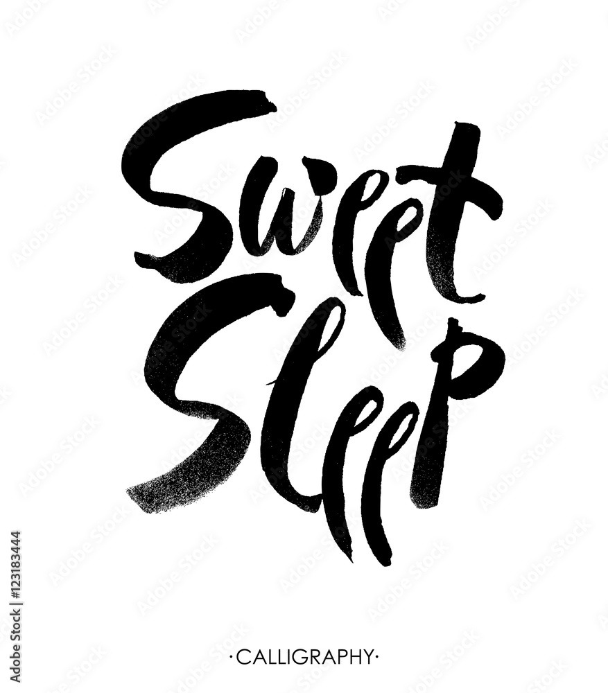 Sweet sleep card. Hand drawn lettering vector art. Modern brush ...