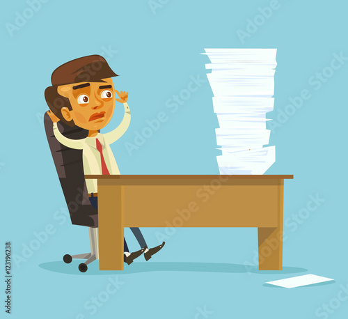 Worker character doing hard work. Vector flat cartoon illustration ...