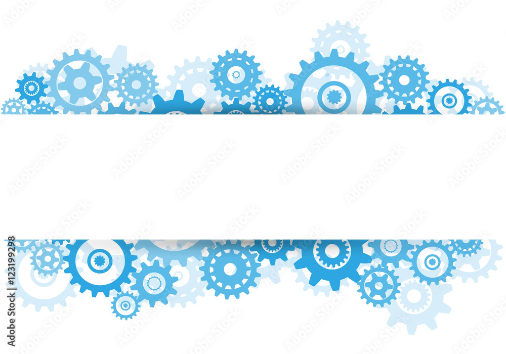 Blue gears overlapping banner advertisement on white background Vector ...