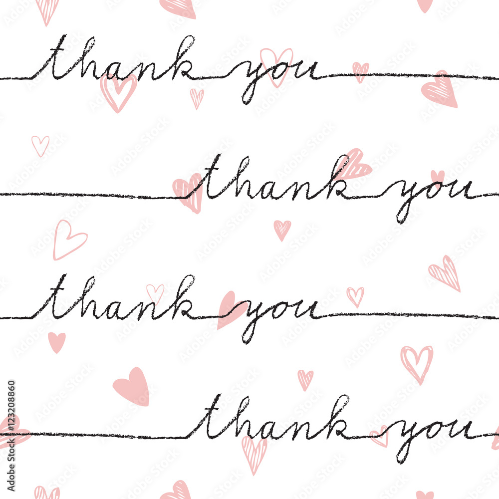 Thank you. Seamless pattern. Hand drawn. Decorative background for gift ...