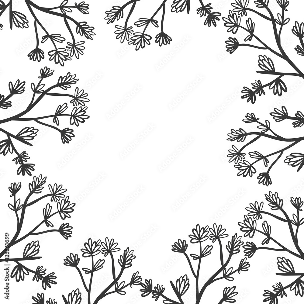 floral border with stem and ramifications vector illustration Stock ...