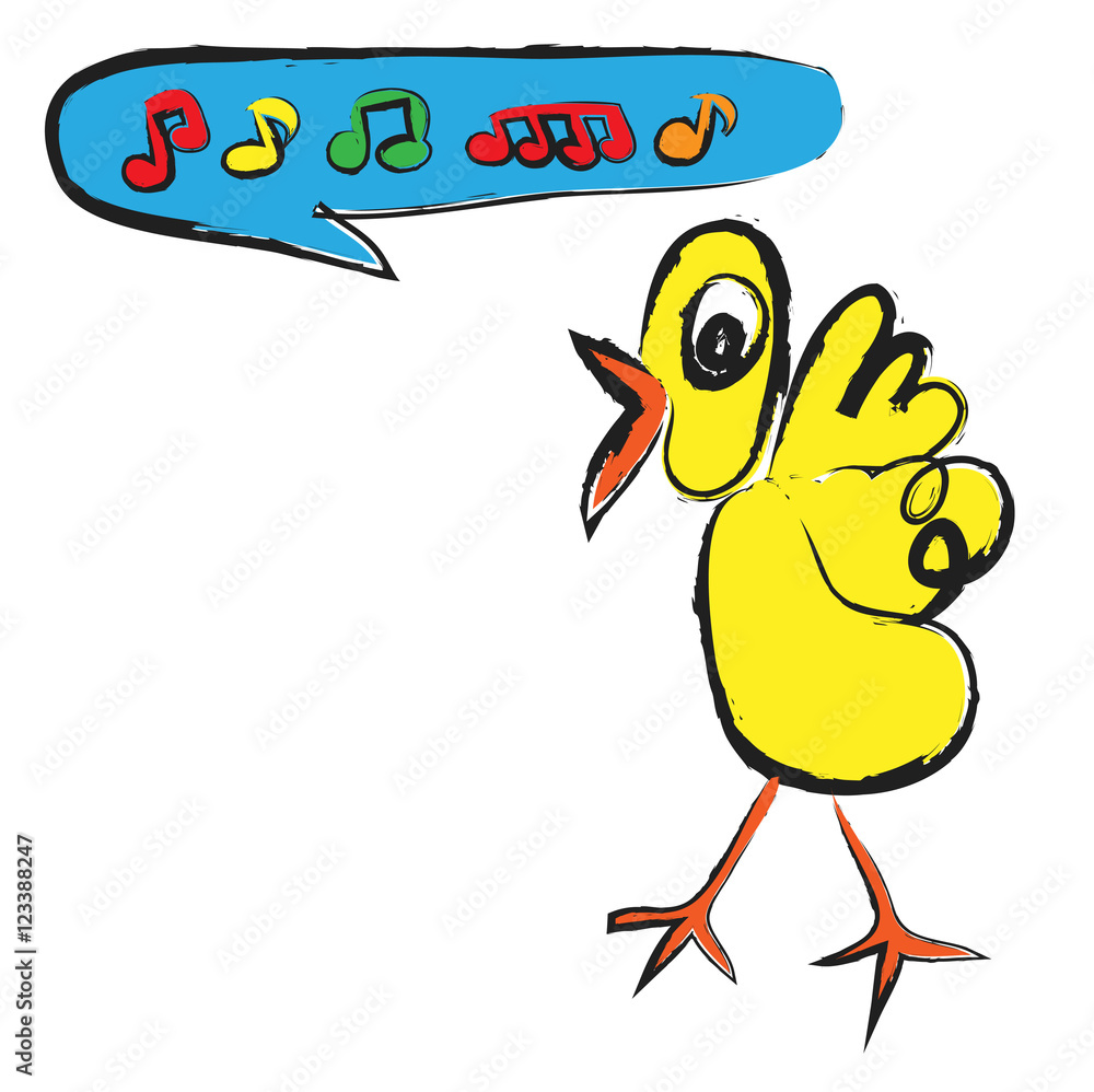cartoon singing bird Stock Illustration | Adobe Stock