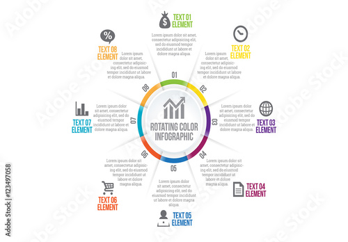 Multicolored Eight Section Circle Infographic Stock Template | Adobe Stock