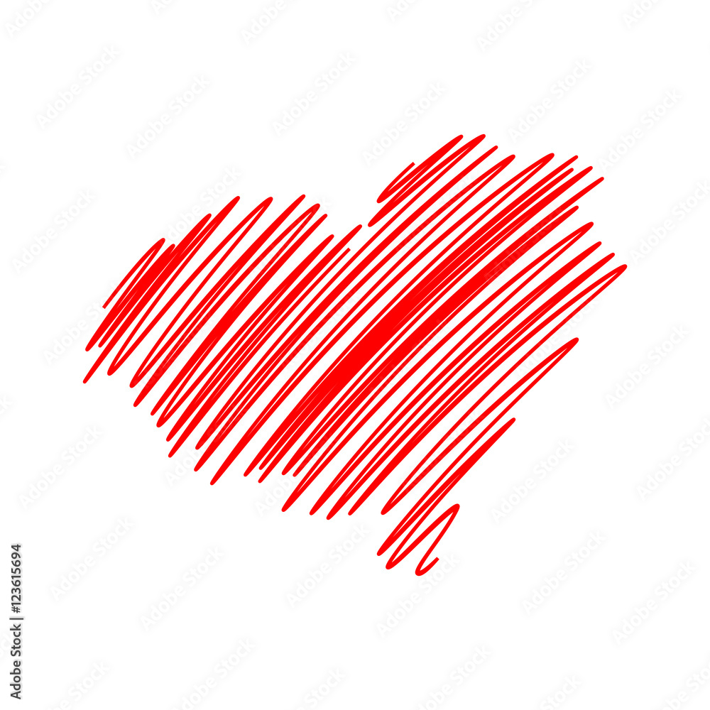 Red heart contour hand drawing isolated. Stock Vector | Adobe Stock