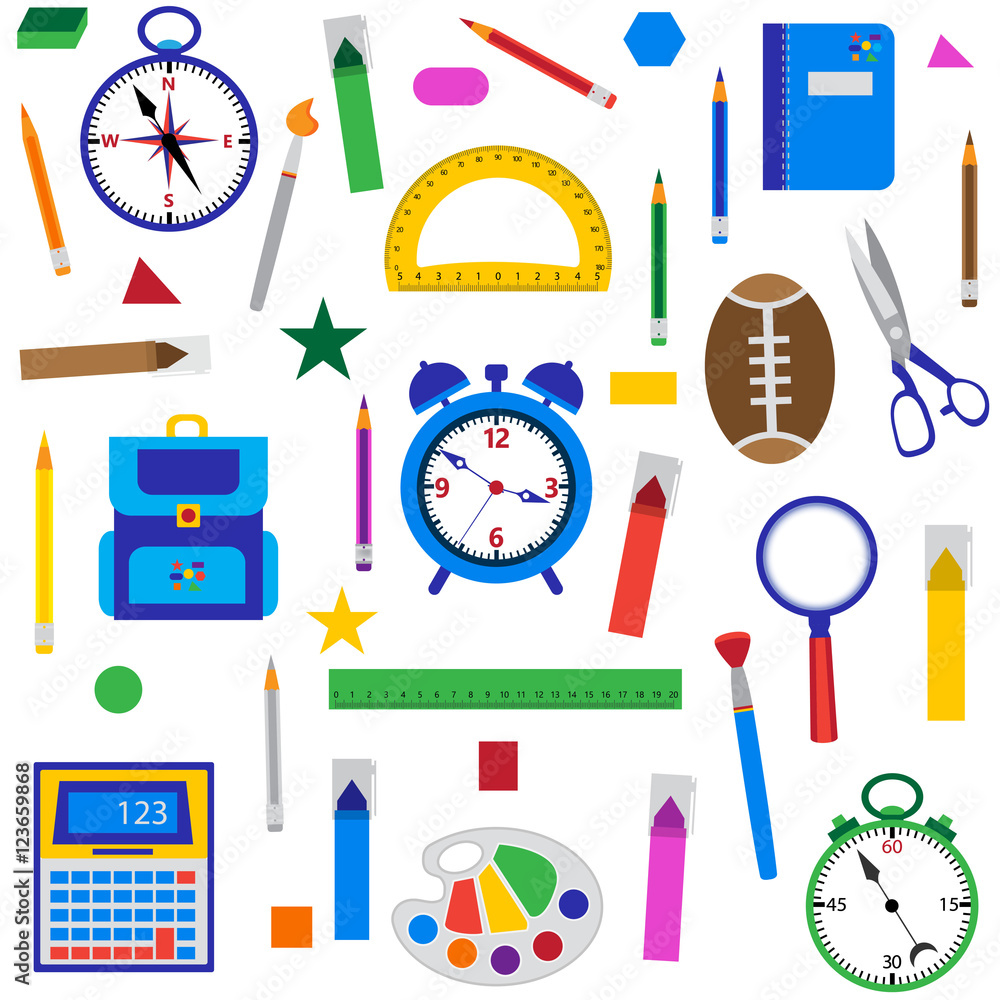School objects seamless background Stock Vector | Adobe Stock