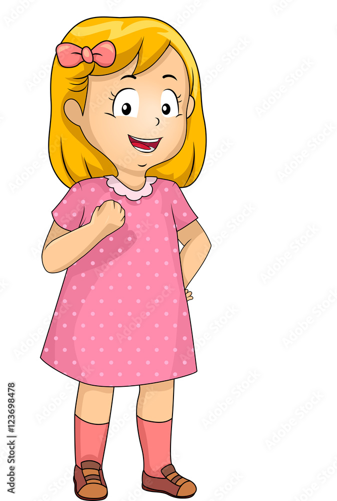 Kid Girl Confident Stock Vector | Adobe Stock