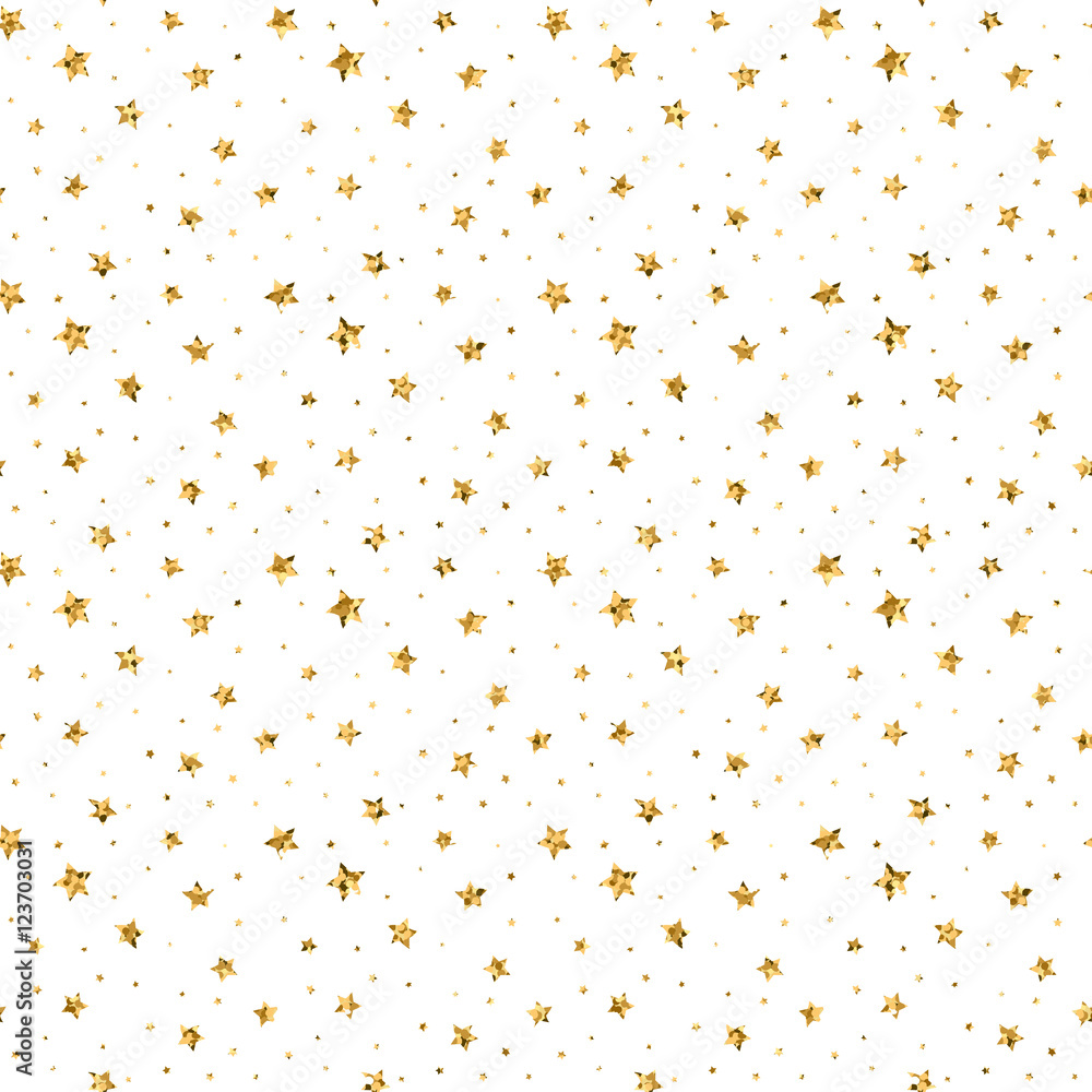 Stars seamless pattern gold and white retro background. Abstract bright ...