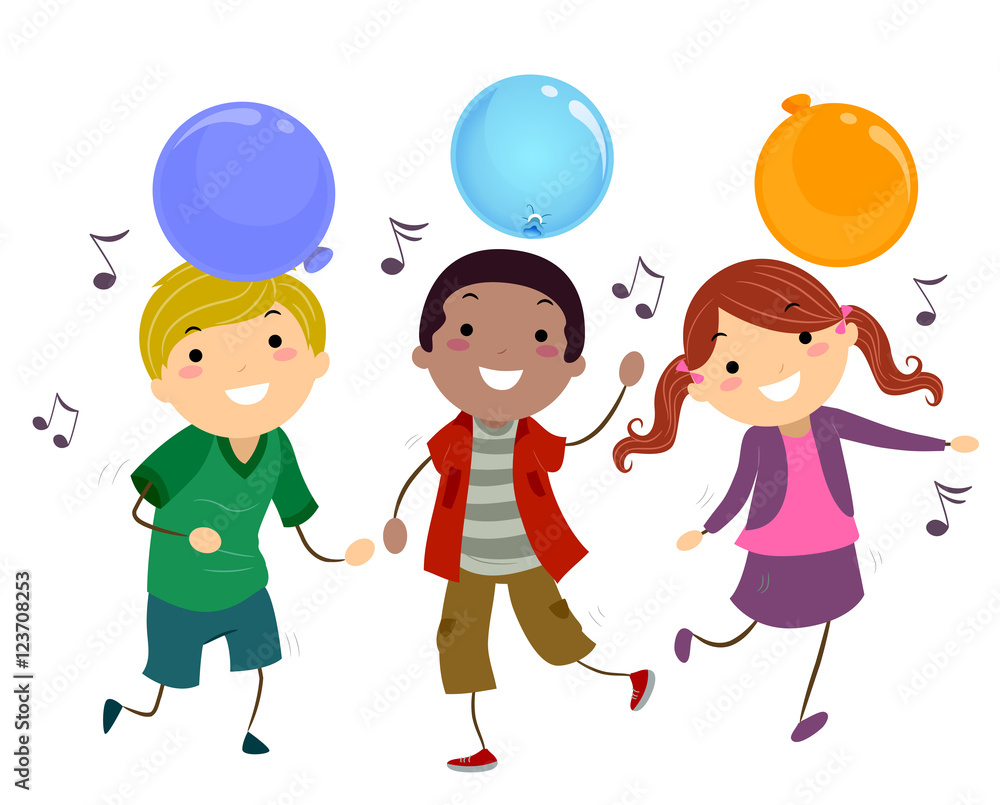 Stickman Kids Games Balloon Dance Stock Vector | Adobe Stock