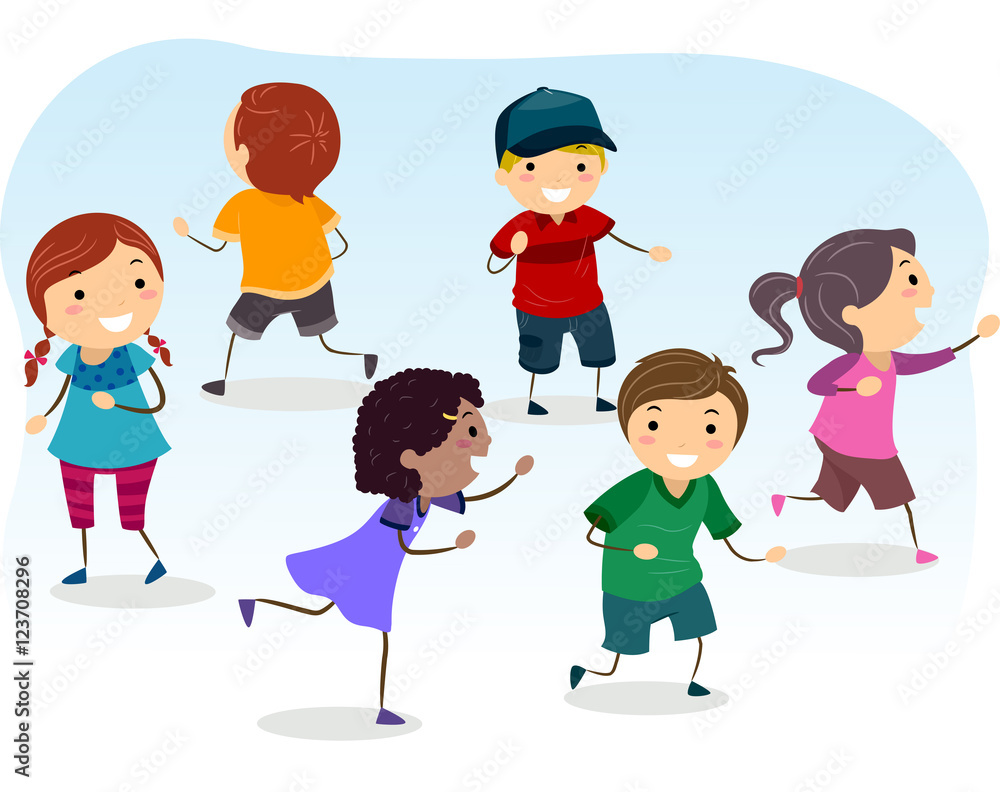 Stickman Kids Games Run Stock Vector | Adobe Stock