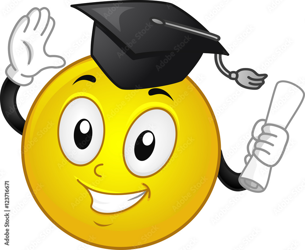 Smiley Graduation Cap Diploma Stock Vector | Adobe Stock