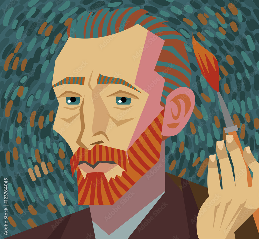van gogh painter face drawing Stock Vector | Adobe Stock